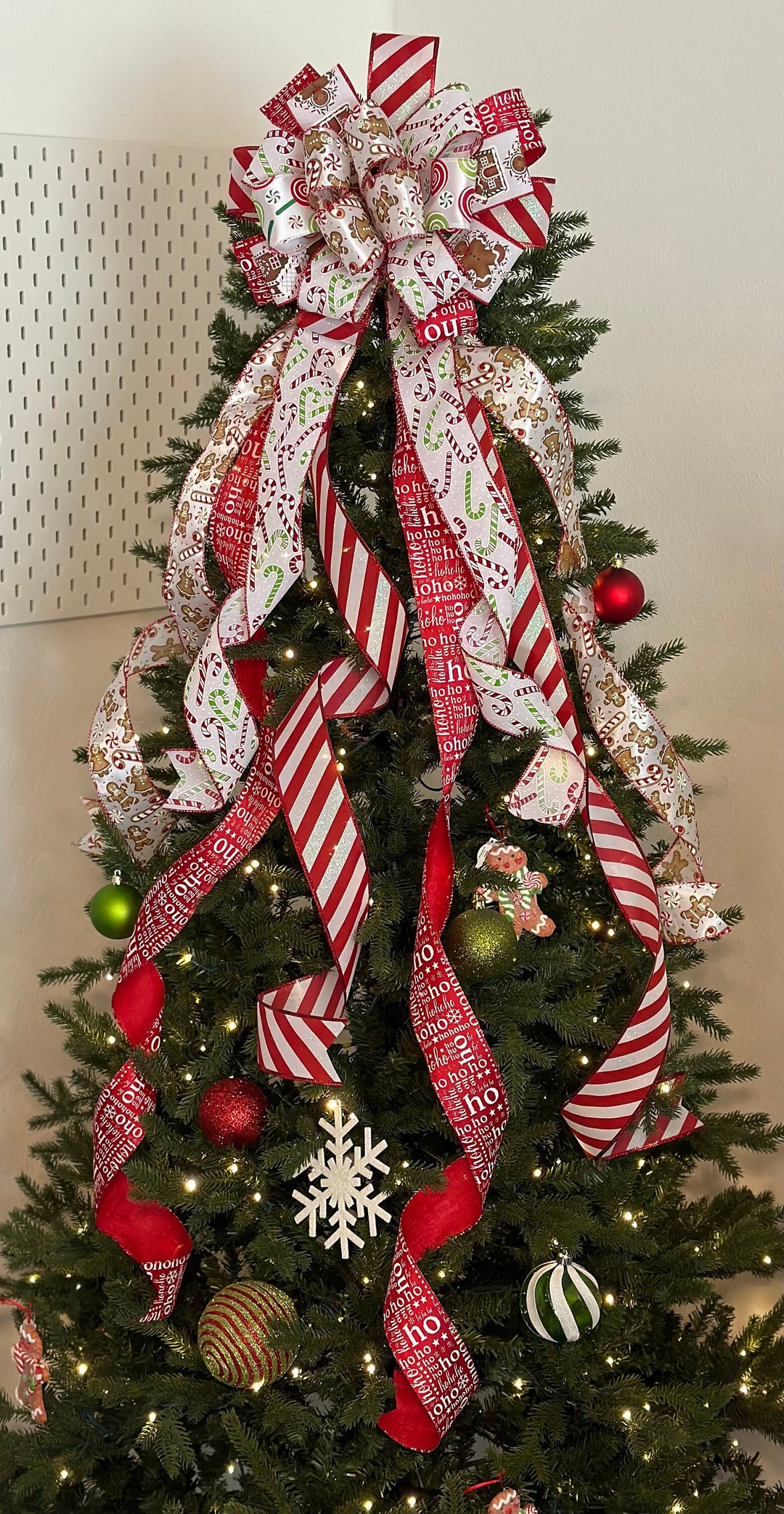 Gingerbread Lane Tree Topper, Candy Cane Lane Bow, Christmas Tree ...