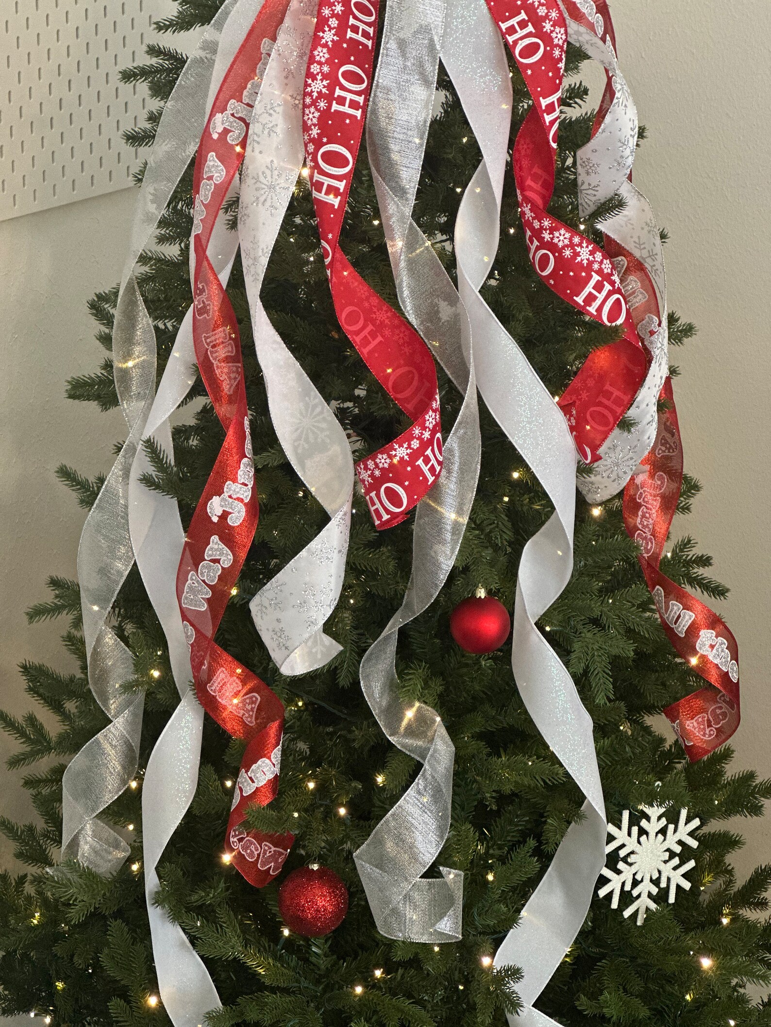 Ho Ho Ho Christmas Bow, Christmas Tree Topper, Jingle All the Way Bow ...