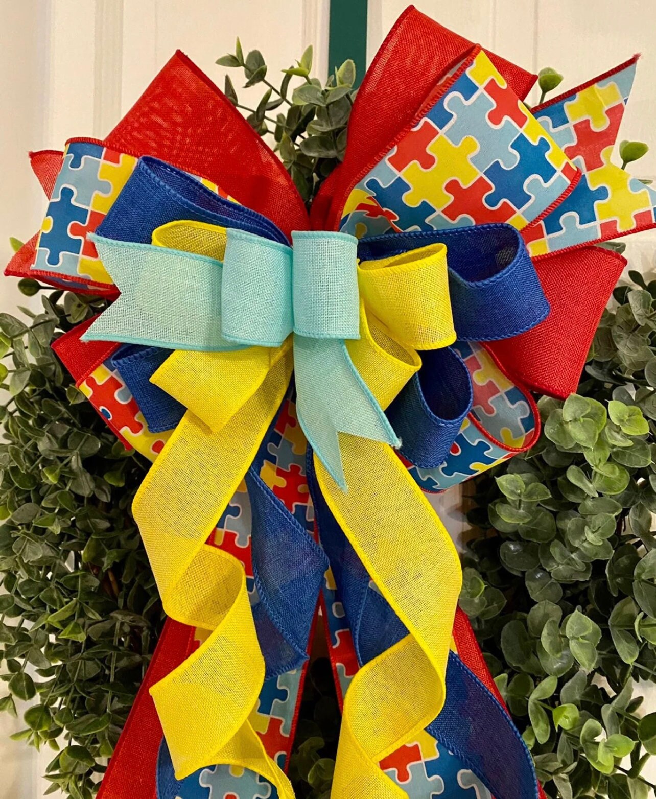 Autism Awareness Bow Autism Awareness Month Door Hanger - Etsy