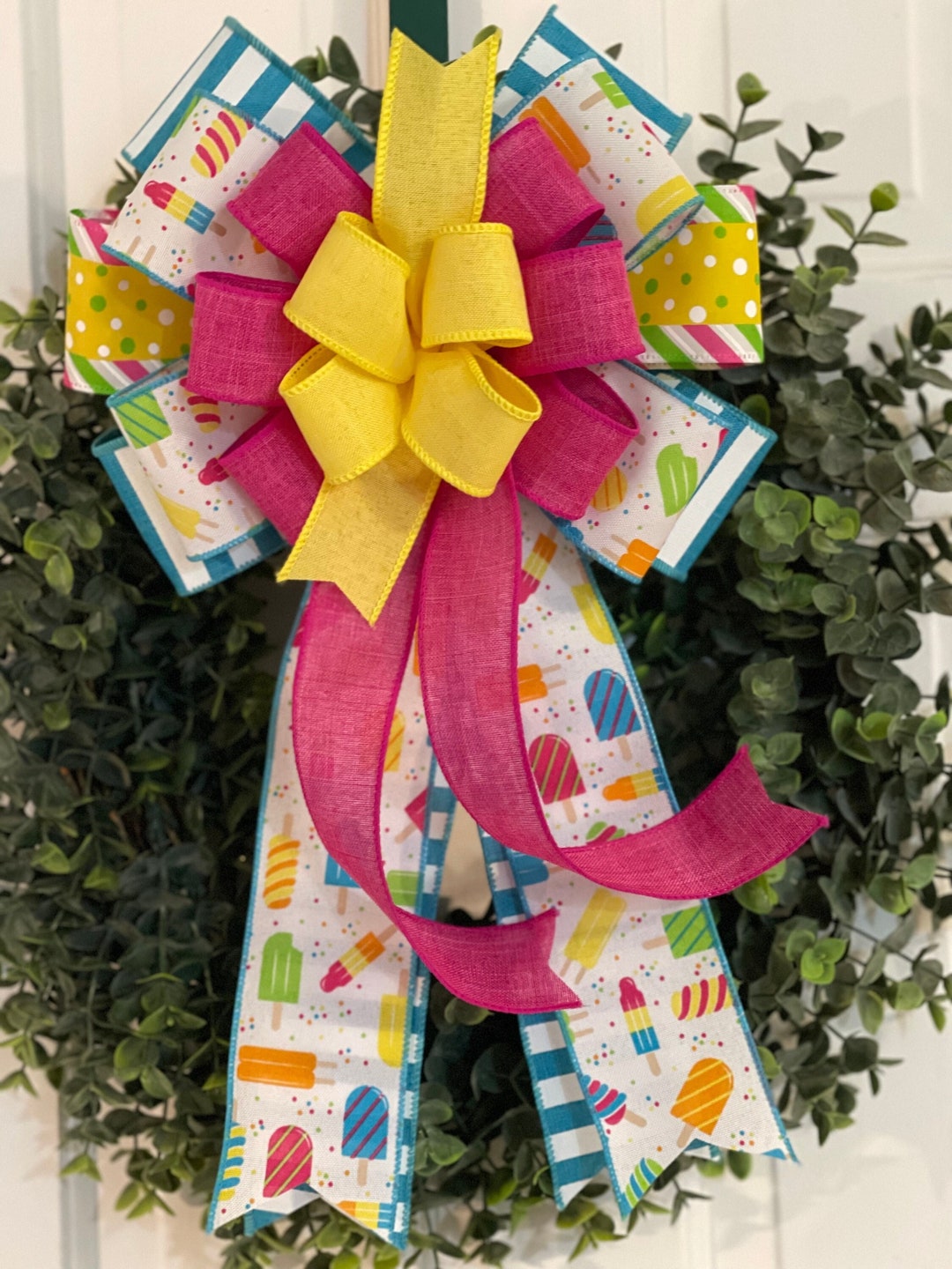 Summer Bow, Frozen Popsicle Bow, Summer Fun Bow, Summer Decor, Wreath ...