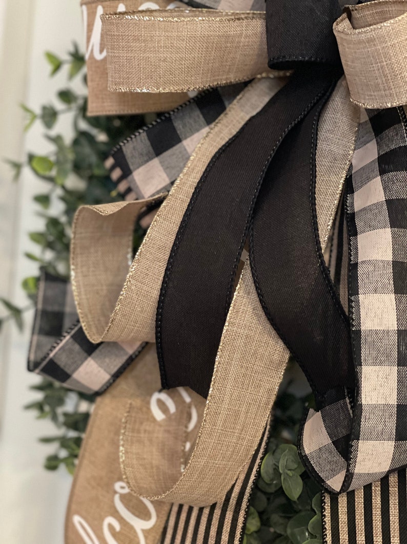 Beige/black Farmhouse Style Bow Welcome Bow Farmhouse Style | Etsy