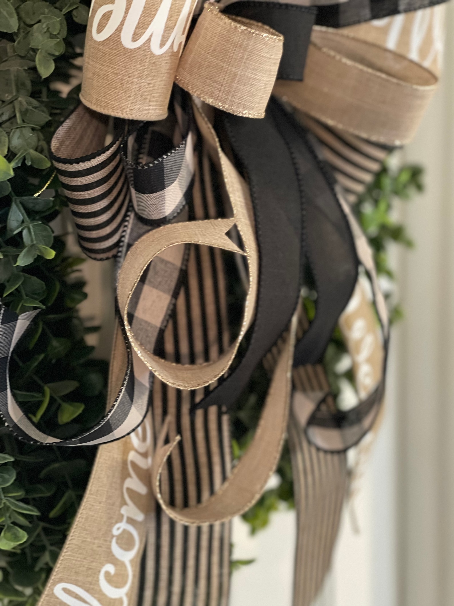 Beige/black Farmhouse Style Bow, Welcome Bow, Farmhouse Style Bow ...