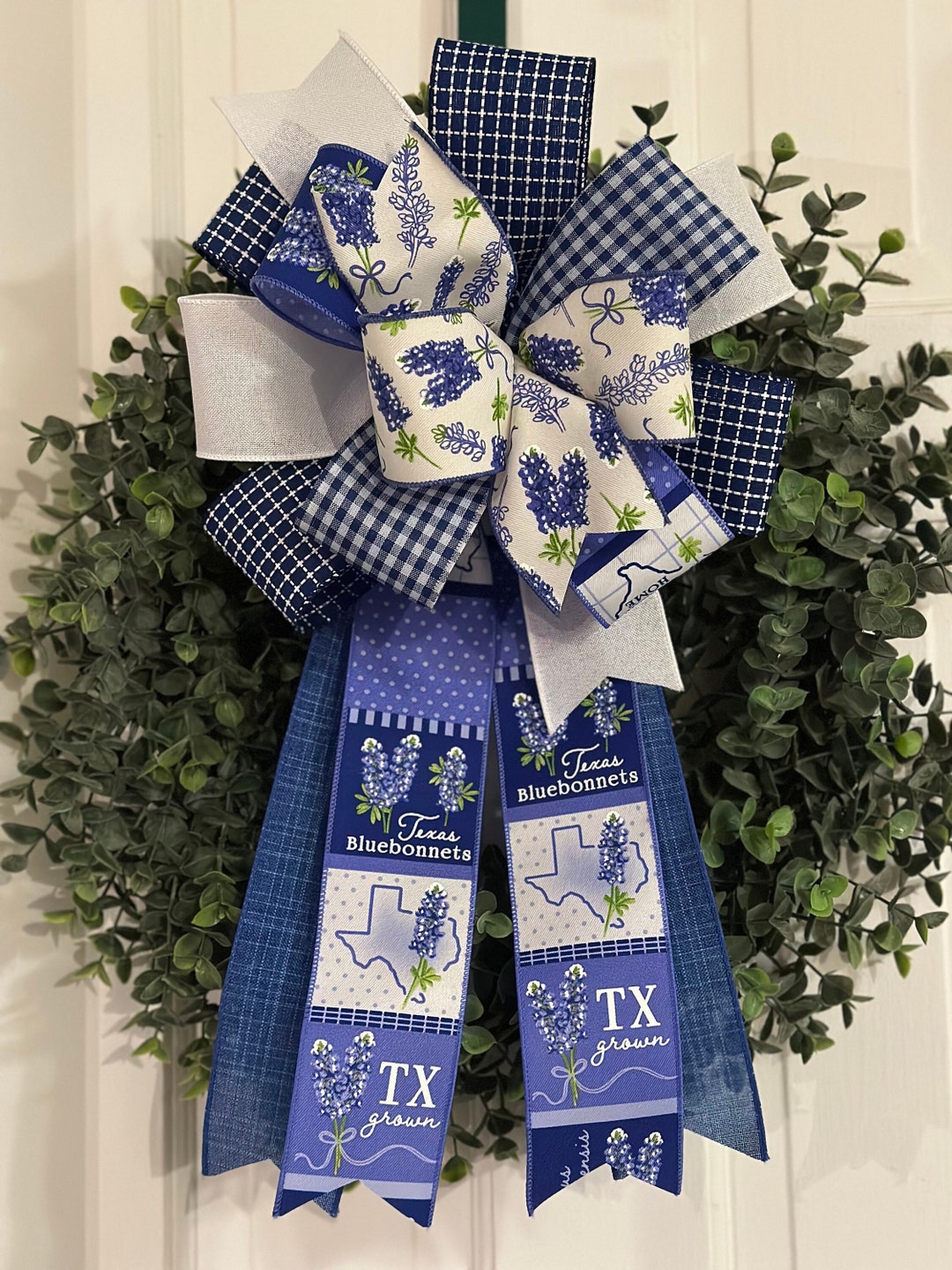 Texas Bluebonnet Bow, Bluebonnet Bow, State of Texas Bow, Wreath Bow ...