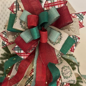 Merry Christmas Tree Topper, Christmas Topper, Red & Green Tree Topper ...