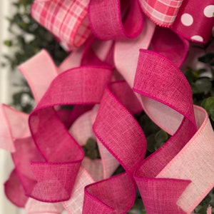 Pink Bow, Spring Bow, Plaid Bow, Summer Bow, Mailbox Bow, Fuchsia ...
