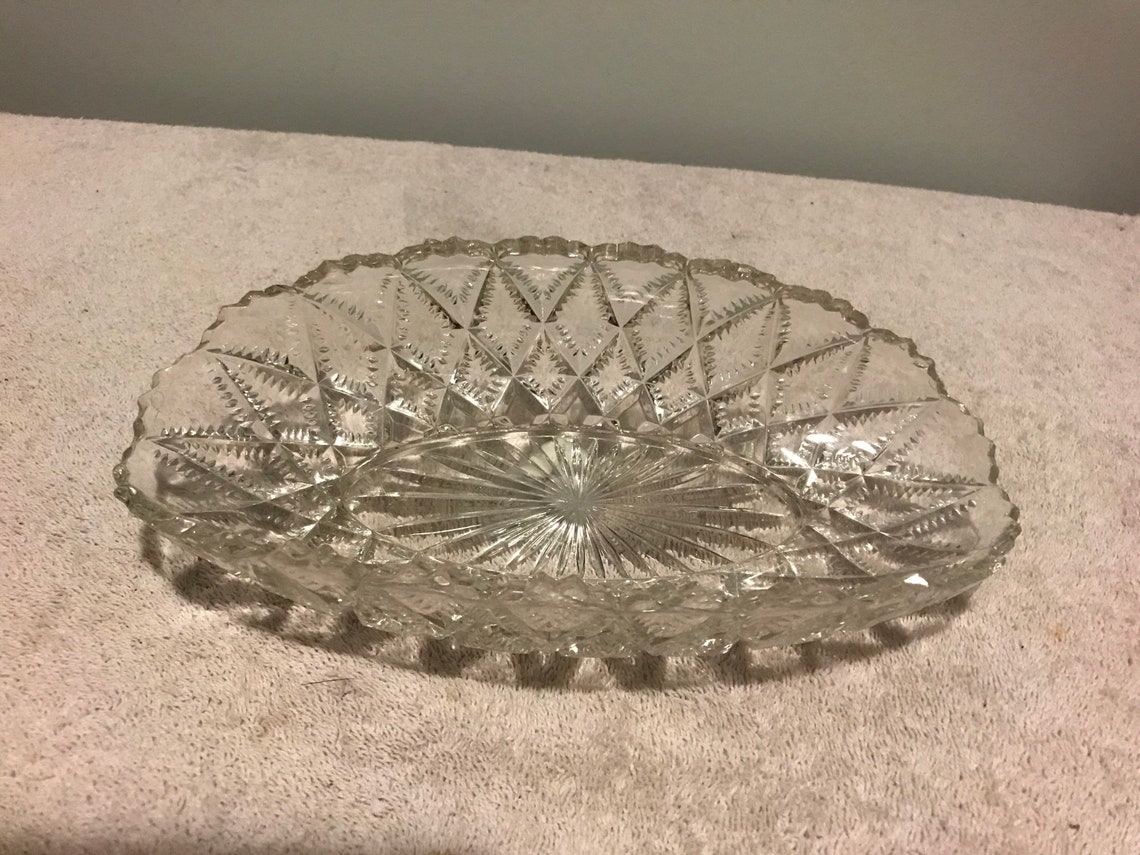 Vintage Crystal Pickle Dish / Serving Dish Set - Etsy