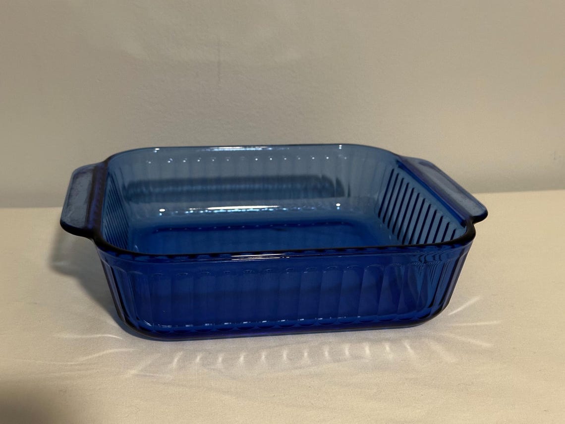 Vintage PYREX 222 S Cobalt Blue Square Glass Ovenware 2 QT 2 L ...