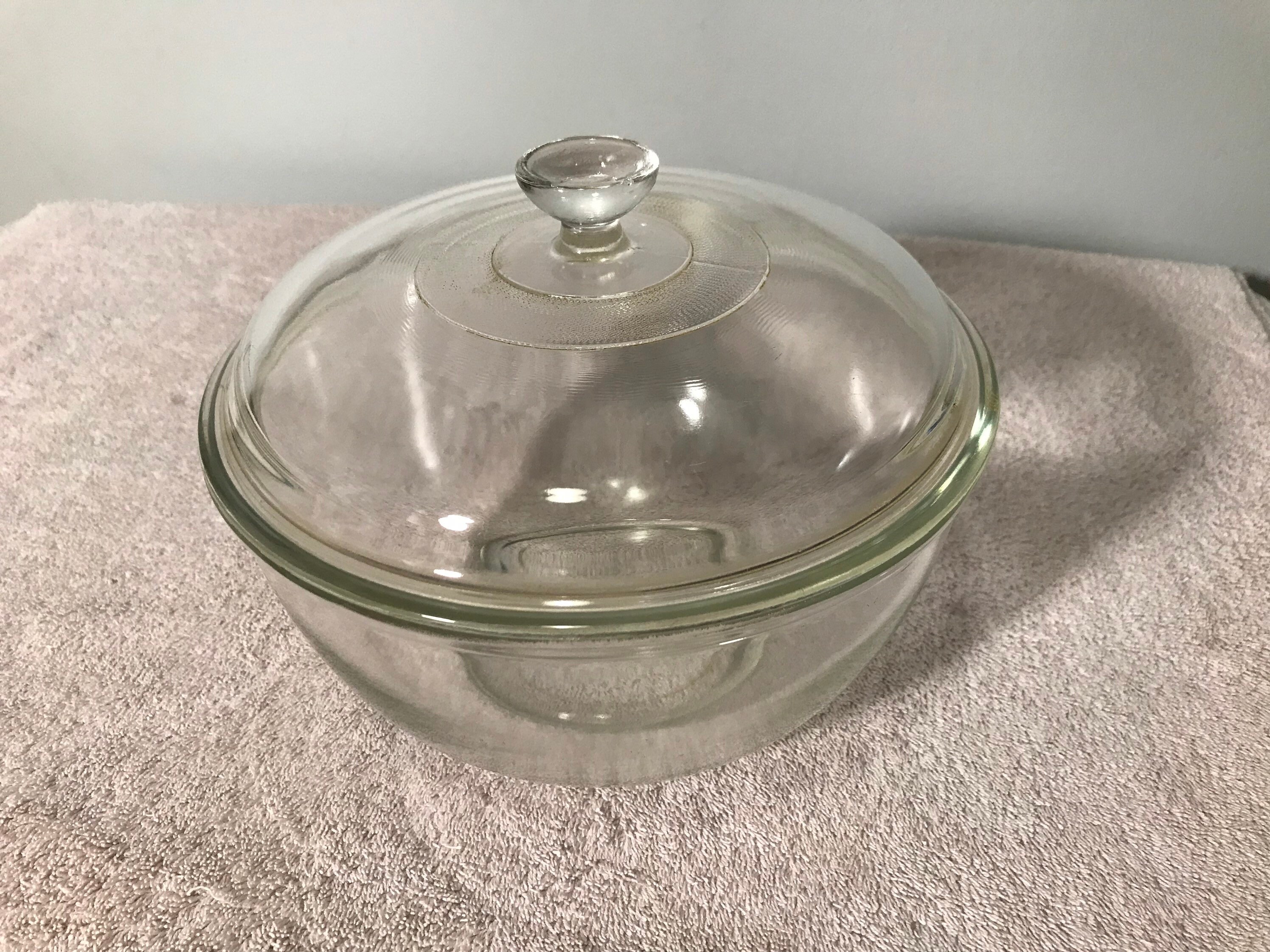 Vintage Large Glass Round Serving Bowl With Lid - Etsy