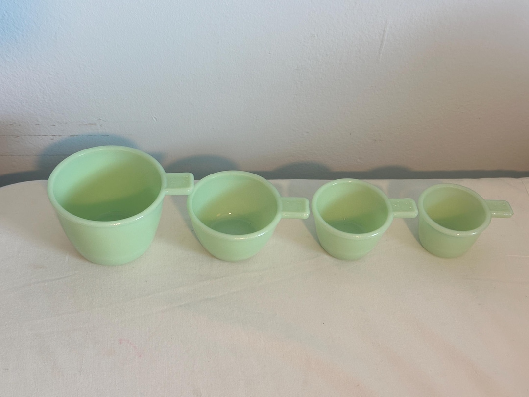 Vintage Light Green Jadeite Pressed Glass Nesting Multi Unit Measuring ...