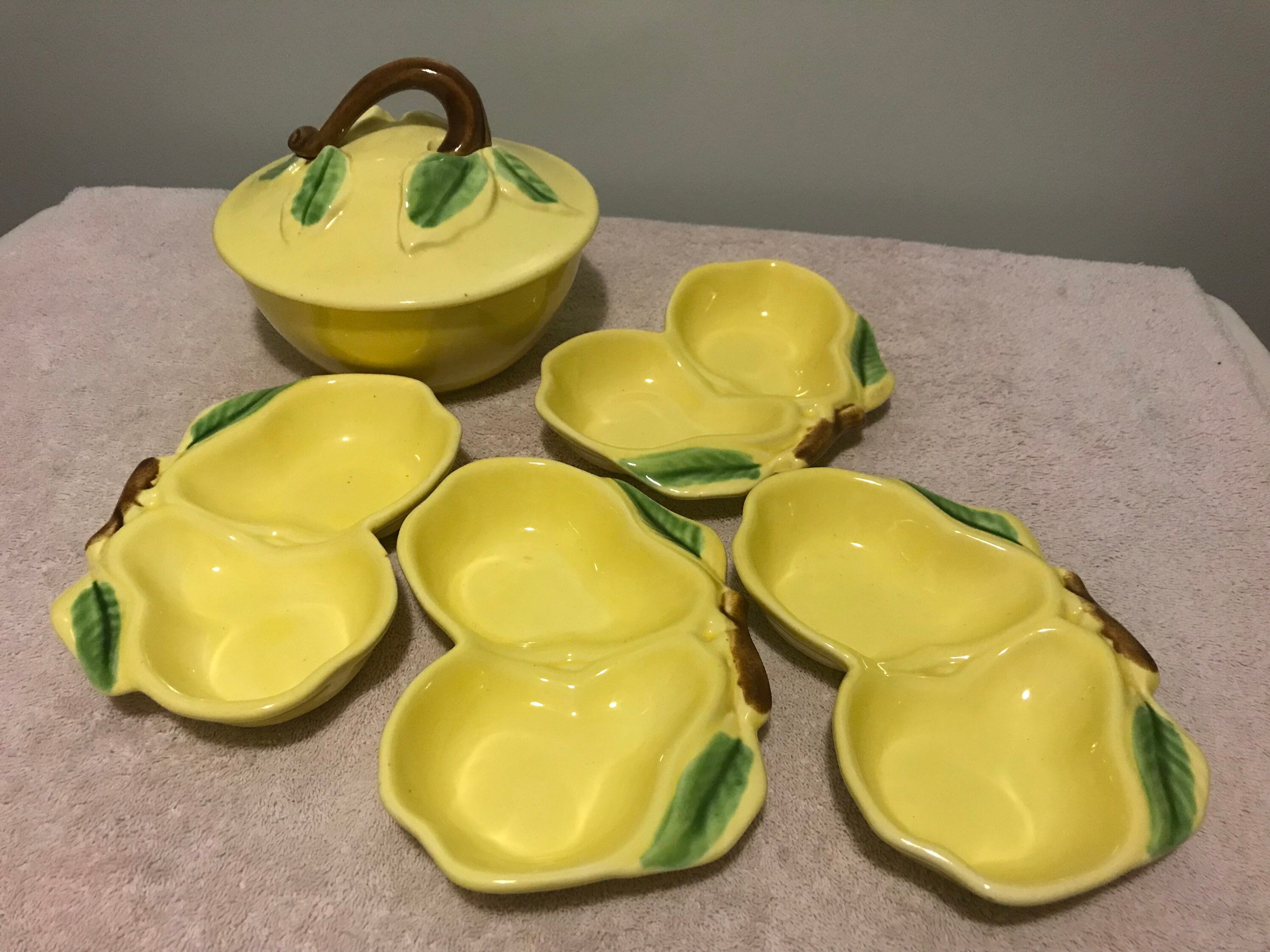 Vintage 1940’s Belmar of California Pottery Pear & Leaf Yellow Set Home ...