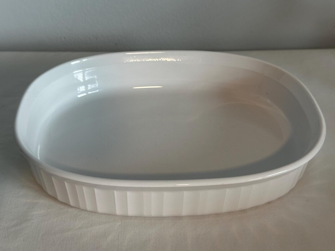 Vintage Corning Ware F-6-B 1.8 Liter White Oval Quiche Baker Roaster ...