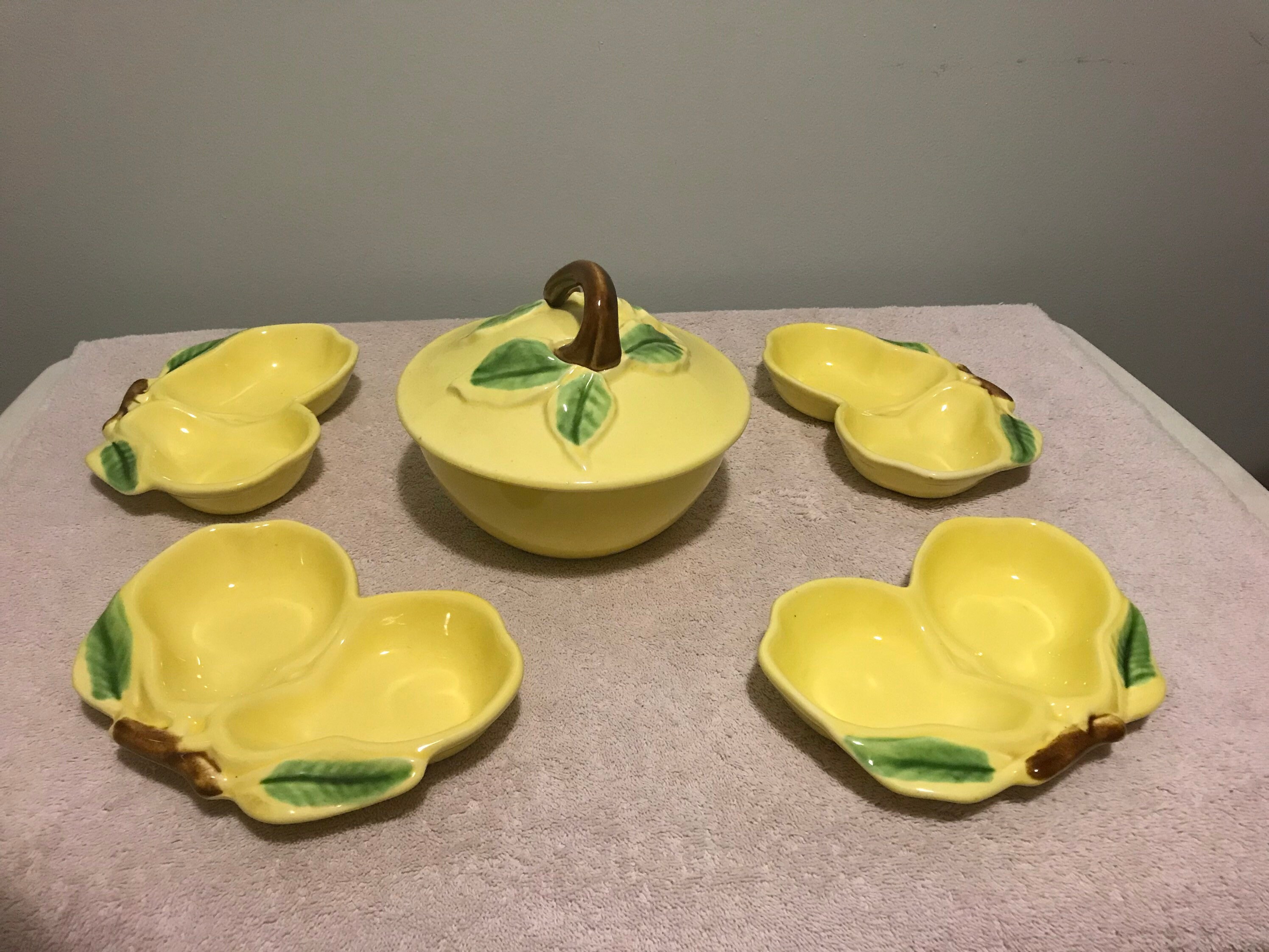 Vintage 1940’s Belmar of California Pottery Pear & Leaf Yellow Set Home ...