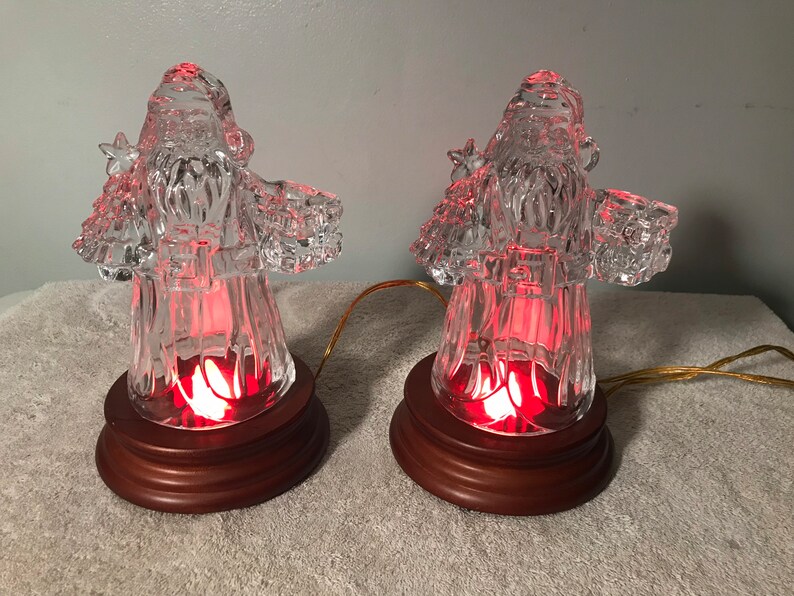 Antique Light up Lead Crystal Glass Santa Claus Candle Holder With ...