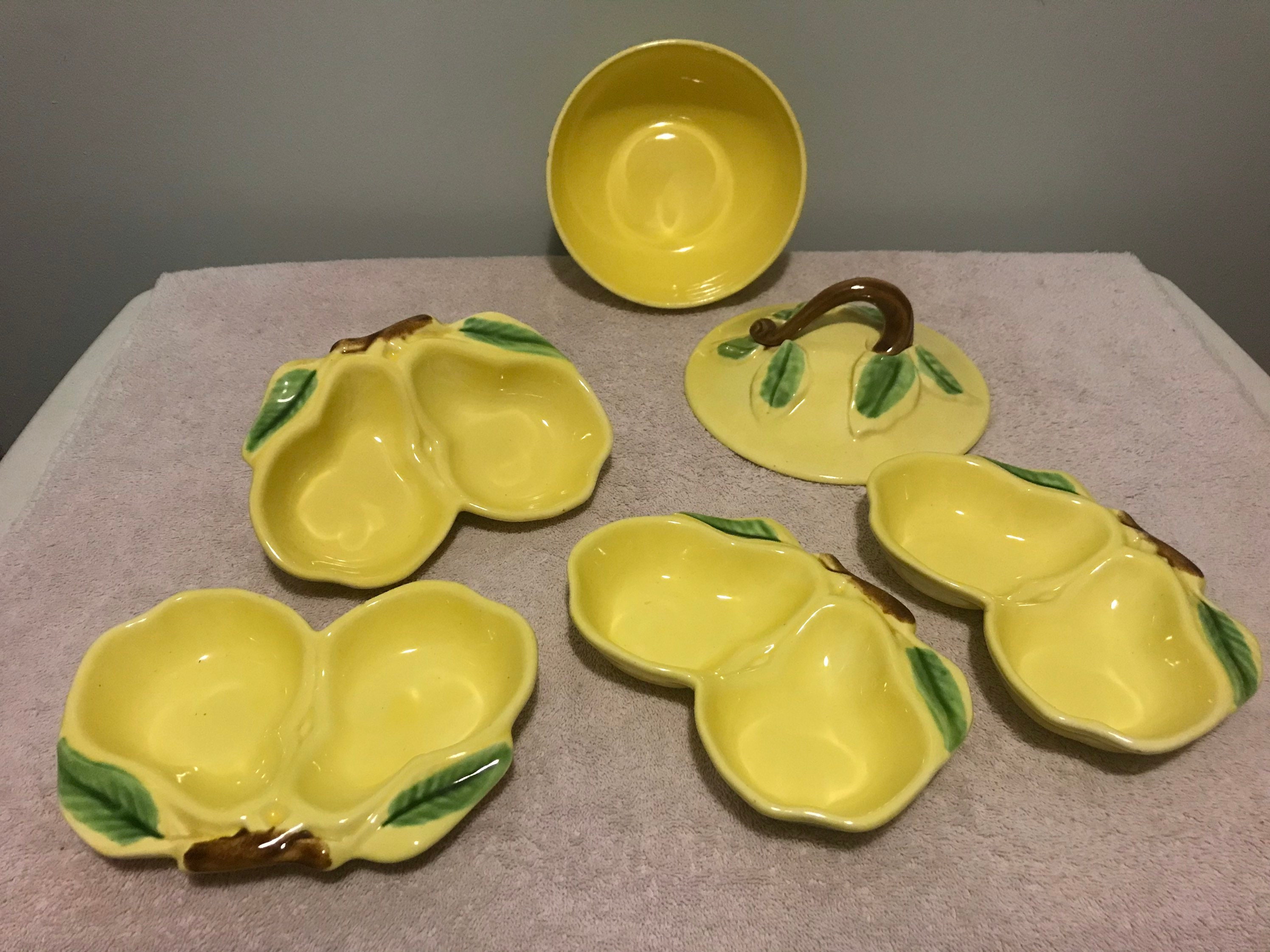 Vintage 1940’s Belmar of California Pottery Pear & Leaf Yellow Set Home ...