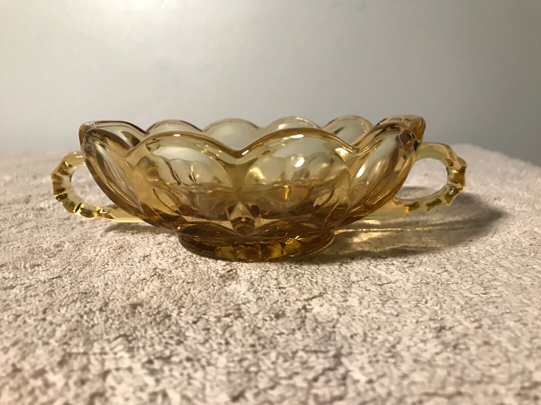 Vintage Amber Anchor Hocking Fairfield Pattern Scallop Rim Double ...