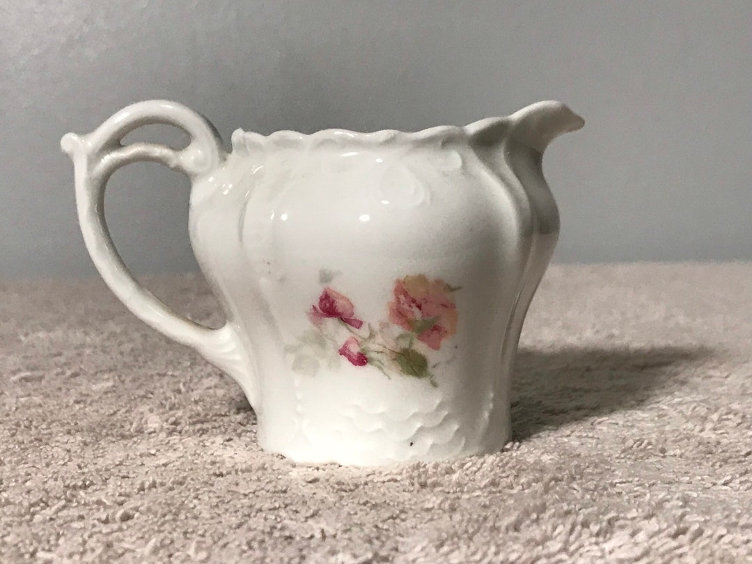 Vintage White Floral Pink Rose Porcelain Creamer Serving Decor - Etsy