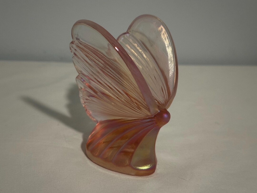 Vintage Fenton Two Tone Pink Carnival Glass Butterfly Office Home and ...
