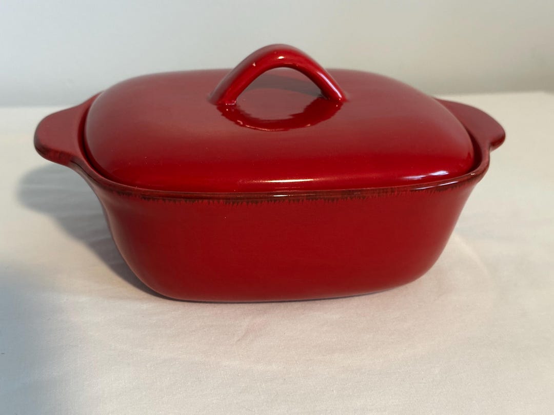 Vintage Stlye 1 Qt 1 L Red Ceramic LTD Commodities LLC Cookware Serving ...