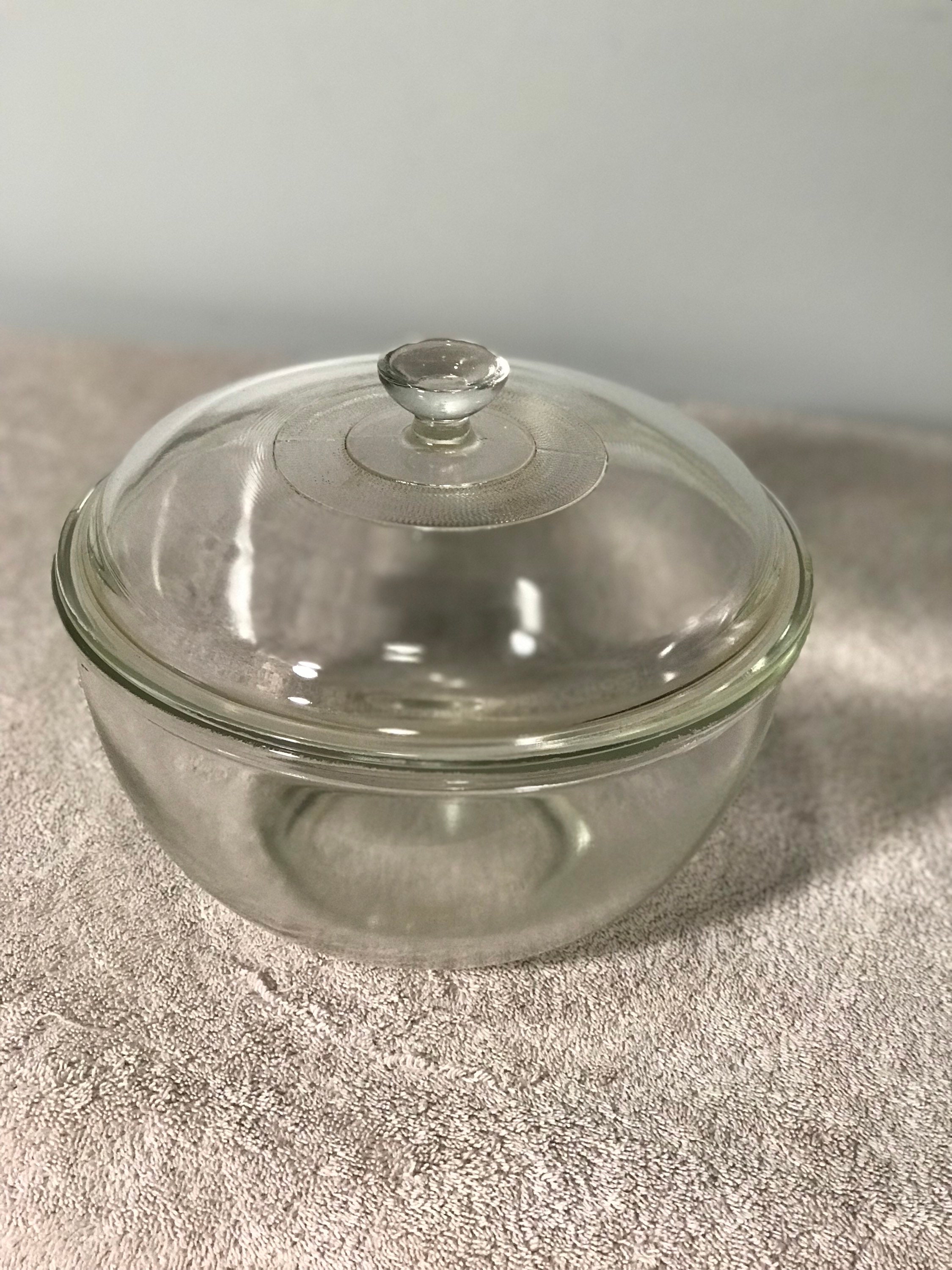 Vintage Large Glass Round Serving Bowl With Lid - Etsy
