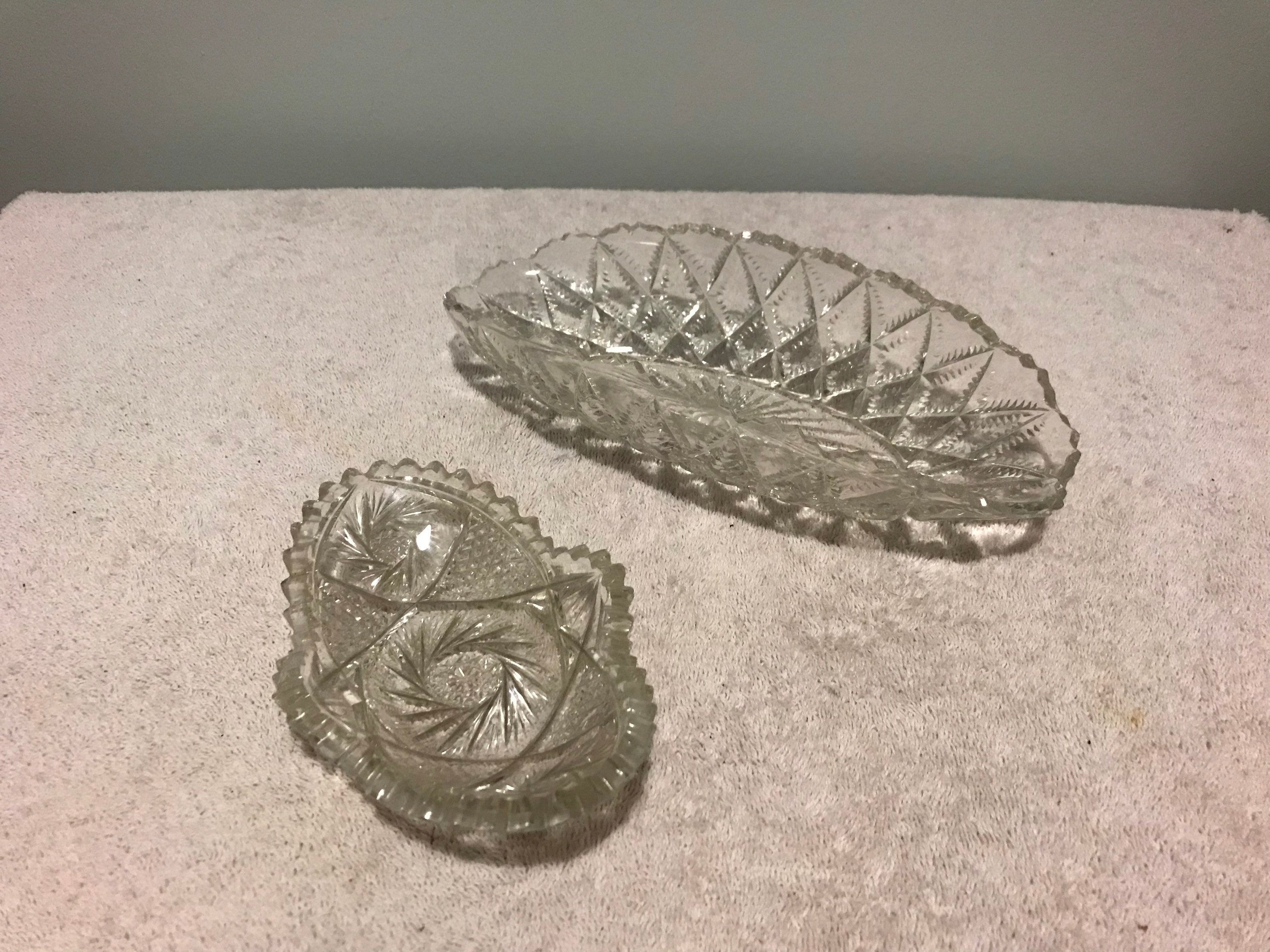 Vintage Crystal Pickle Dish / Serving Dish Set - Etsy