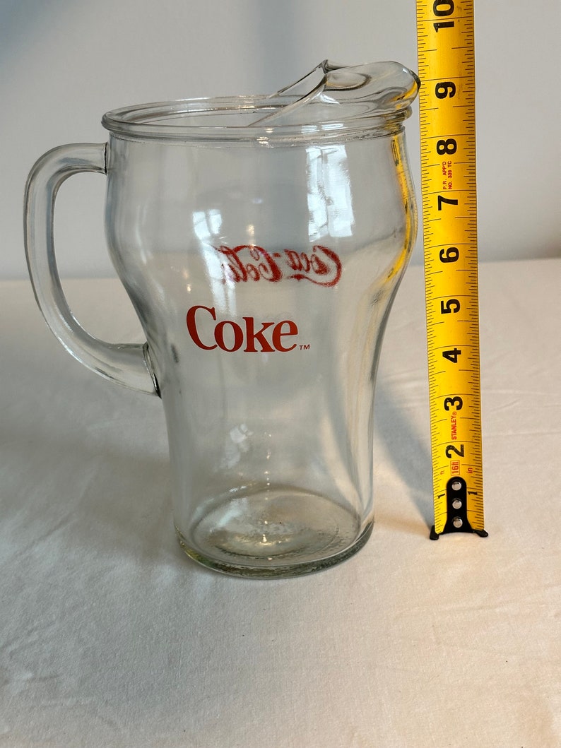 Vintage 1970s Glass 64 Oz Coca Cola Pitcher and 8 Oz Drinking Cups Set ...