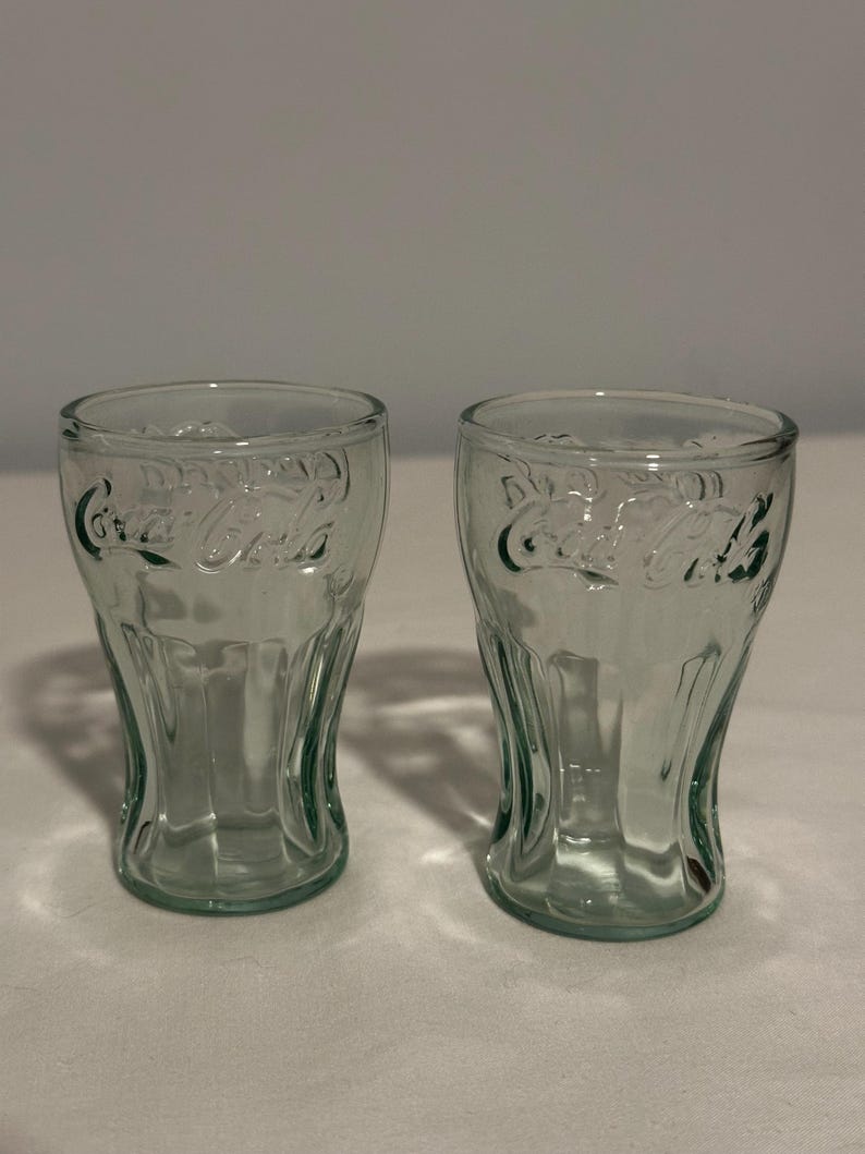 Vintage 1 Oz Clear Green Coca Cola Cup Shot Glass Set of 2 Home and ...