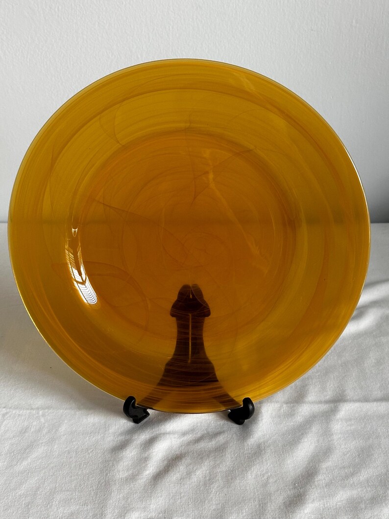 Vintage Large Hand Blown Hand Made Orange Opaque Swirl Glass Plate Home ...