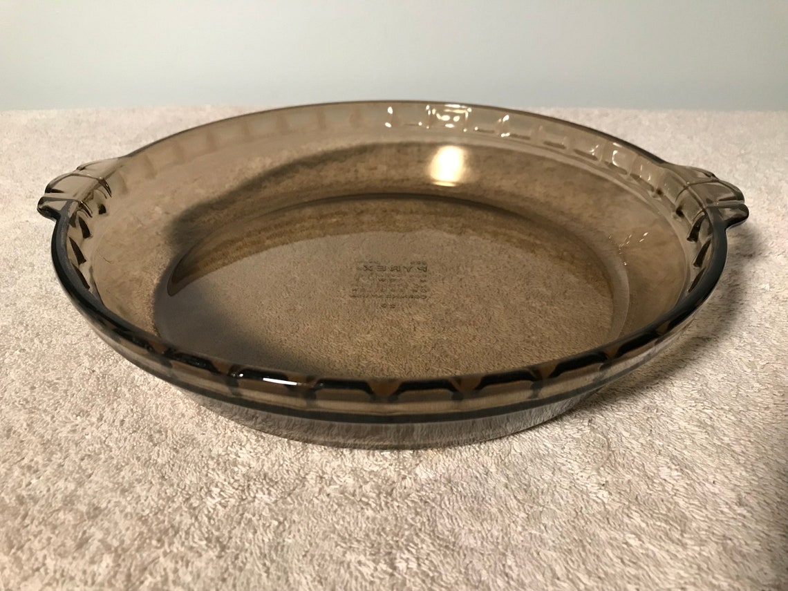 Vintage Corning Pyrex Smoky Gray/ Brown Glass Pie Dish 229 - Etsy