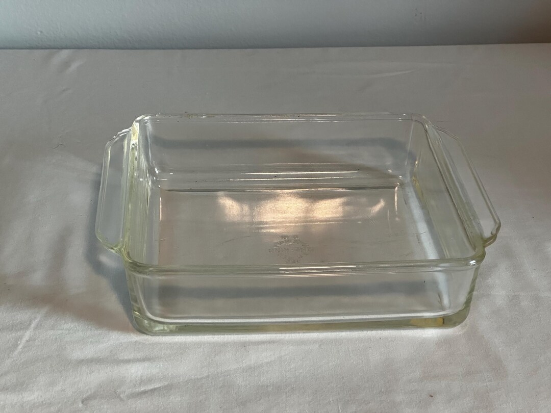 Vintage Fire King Clear Glass Ovenware Square 8 in Casserole Dish ...