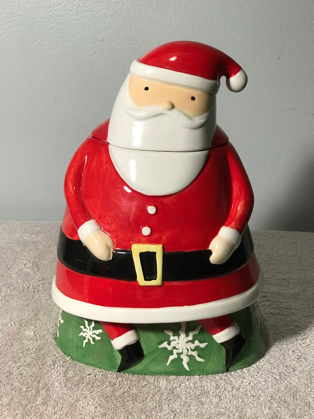 Large Ceramic Santa Cookie Jar Christmas Holiday Home / Kitchen ...