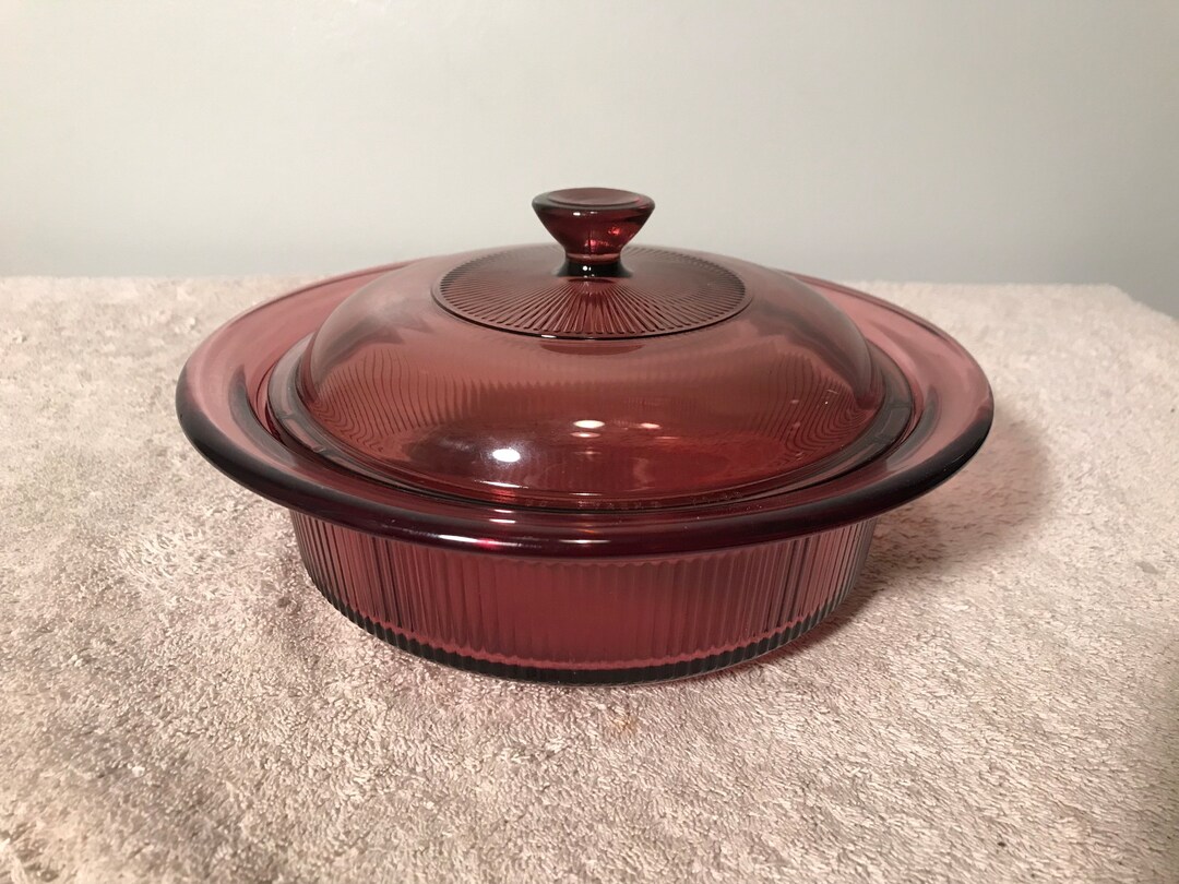 Vintage Glass Corning Vision V-31-B Cookware Cranberry 1 Quart ...