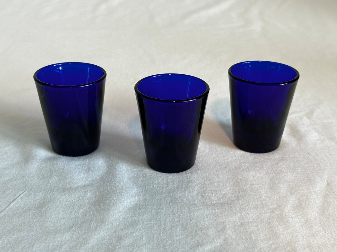 1 Oz Cobalt Blue Shot Glass Set of 3 Home and Kitchen Serving Glass ...
