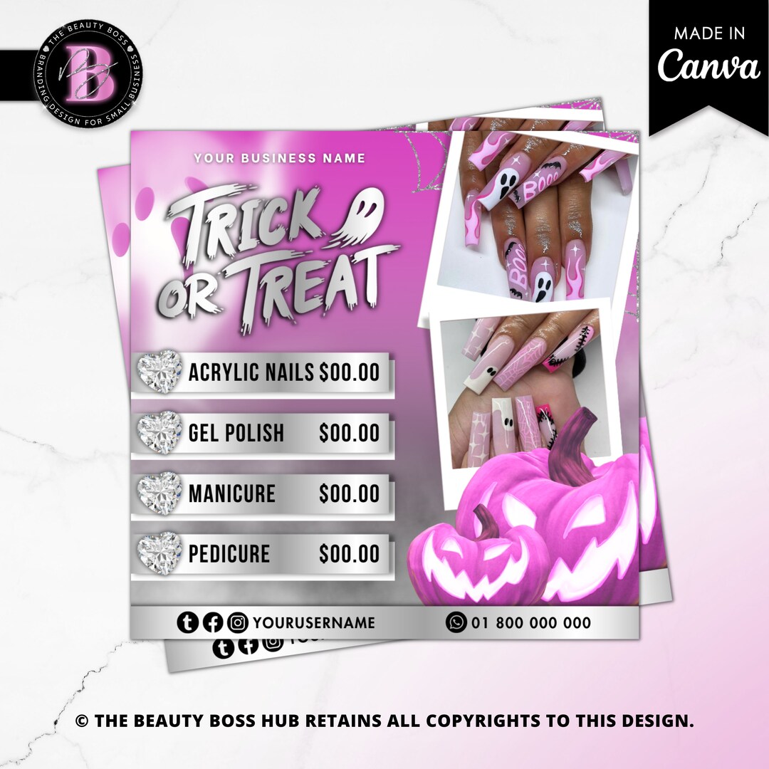 Halloween Nail Flyer: Salon Booking Template (canva) - Etsy