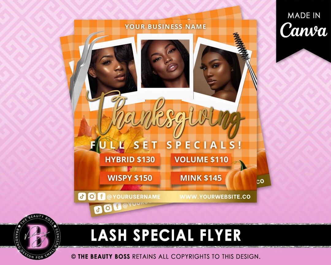 Thanksgiving Lash Flyer Fall Lash Flyer Lash Special Flyer - Etsy