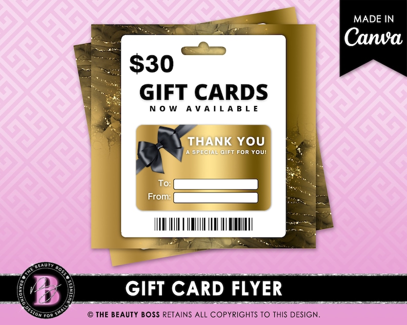 Gold Gift Card Flyer Gift Certificate Template Gift Voucher - Etsy