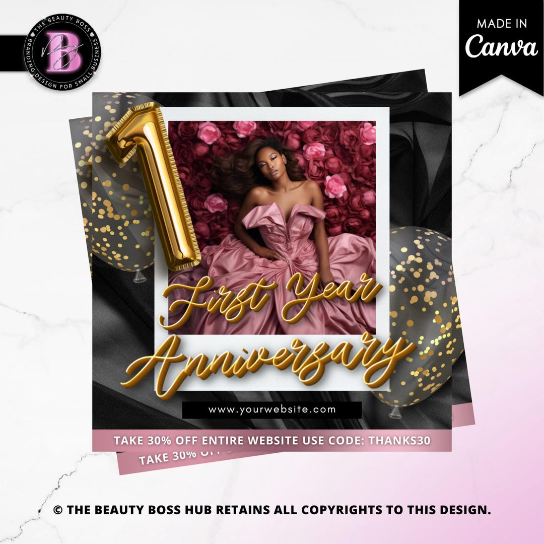 1 Year Business Anniversary Flyer: DIY Template (instagram Post) - Etsy