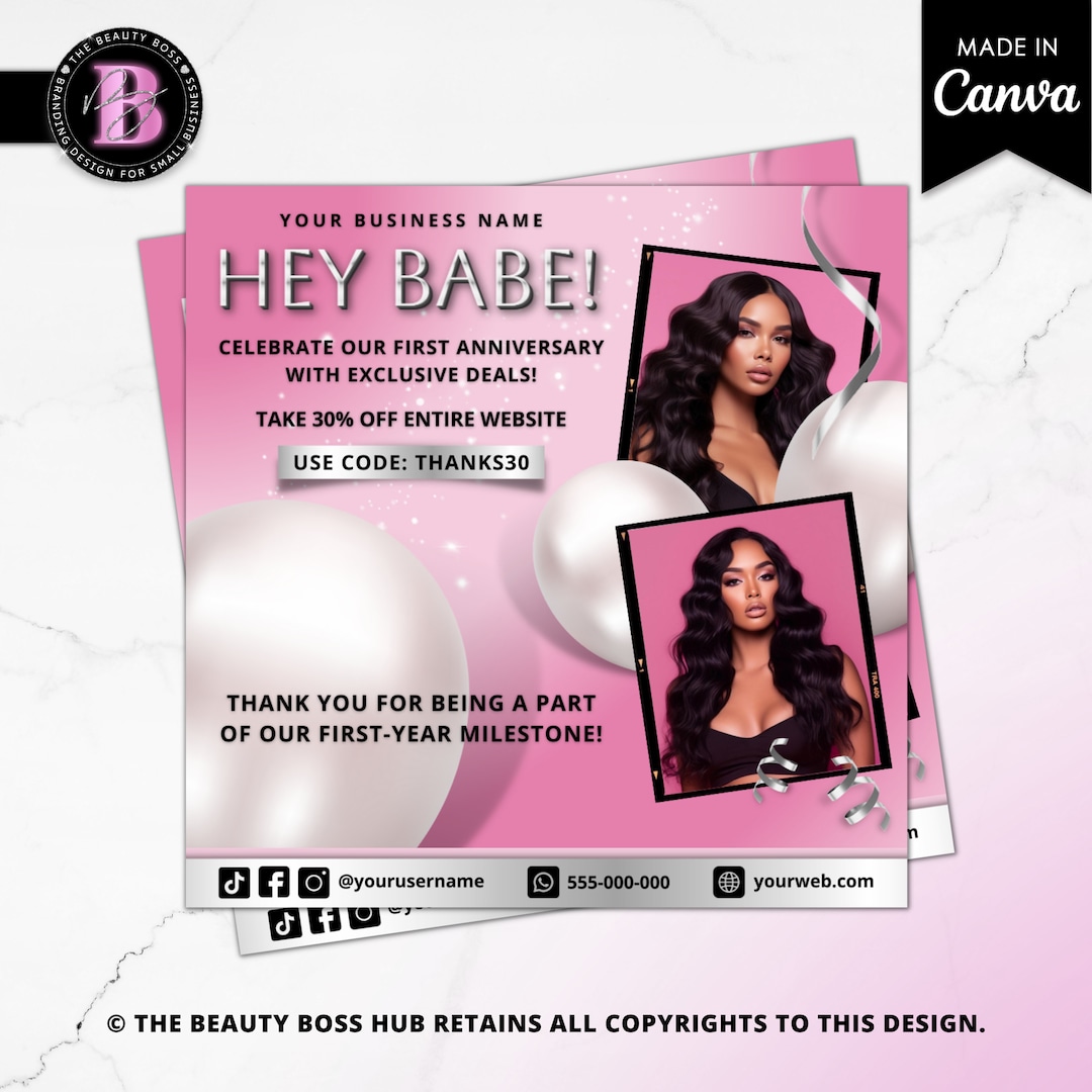 1 Year Business Anniversary Celebration Flyer Template Editable in ...