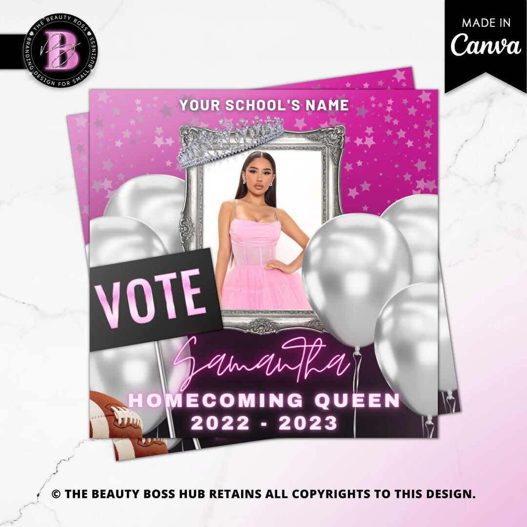 Vote Homecoming Queen Flyer, Class Queen Flyer, Homecoming Campaign ...