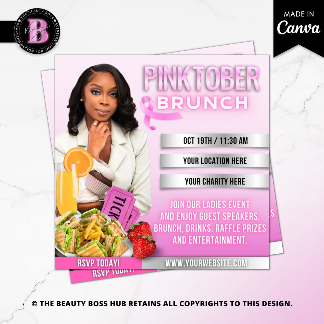 Pinktober Flyer, Breast Cancer Awareness Flyer, Breast Cancer Brunch ...