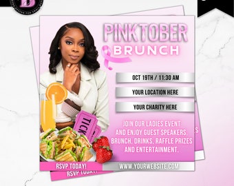Breast Cancer Awareness Flyer, Brunch Breast Cancer Flyer, Breast ...