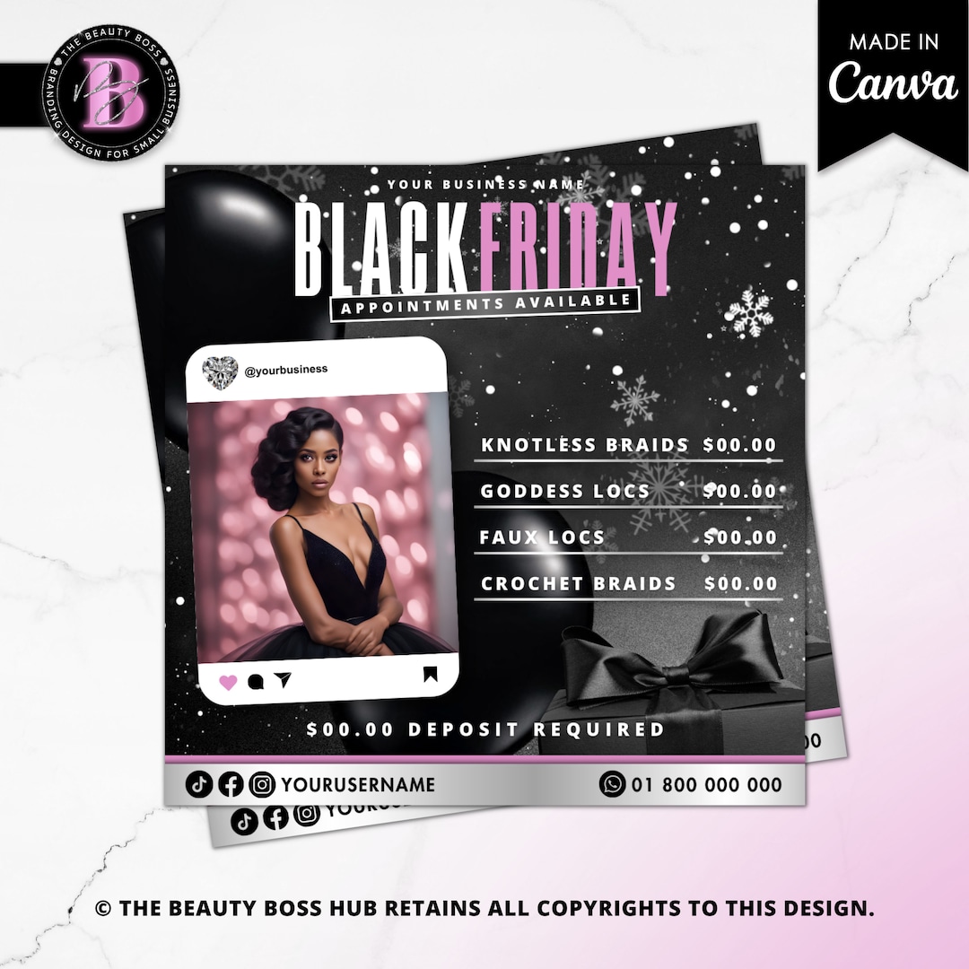Black Friday Sale Flyer Template, Hairstylist, Lash, Nail, Esthetician ...