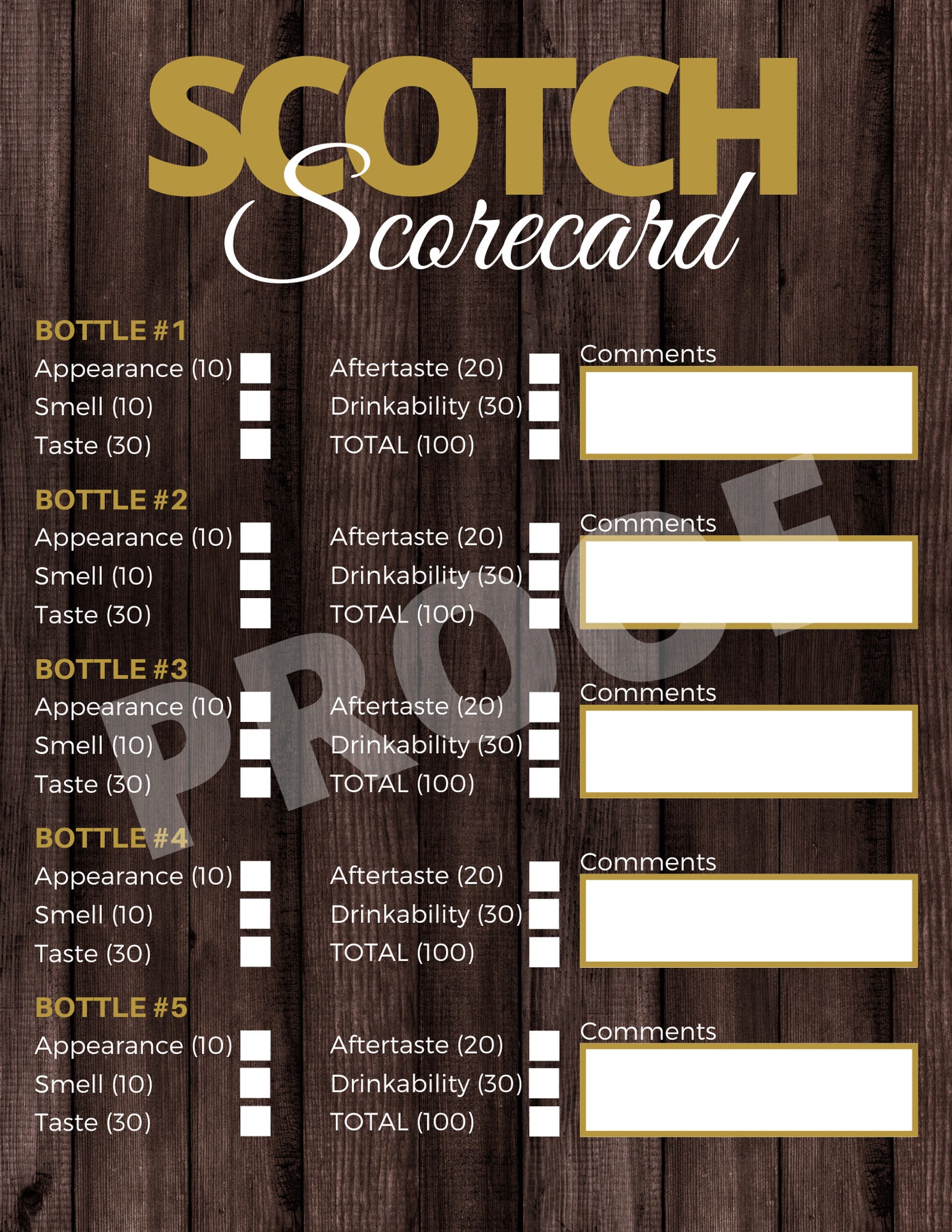 Instant Download Scotch Tasting and Rating Scorecard - Etsy