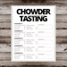 Instant Download Chowder Tasting and Rating Scorecard - White ...