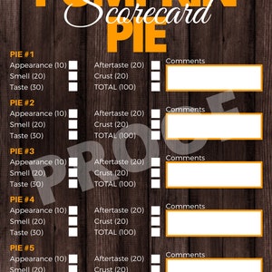 Instant Download Pumpkin Pie Tasting and Rating Scorecard - Etsy