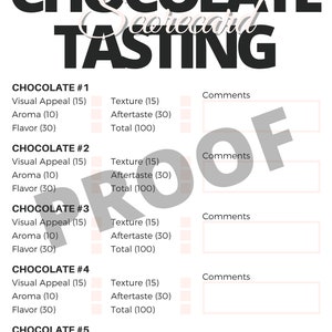 Instant Download Chocolate Tasting and Rating Scorecard Digital ...