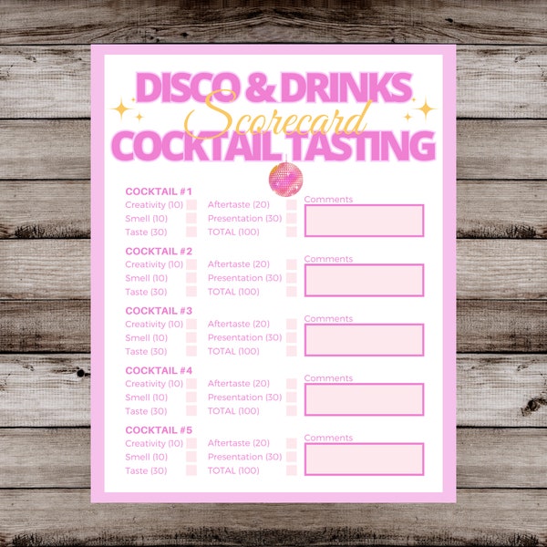 Cocktail Rating Card - Etsy