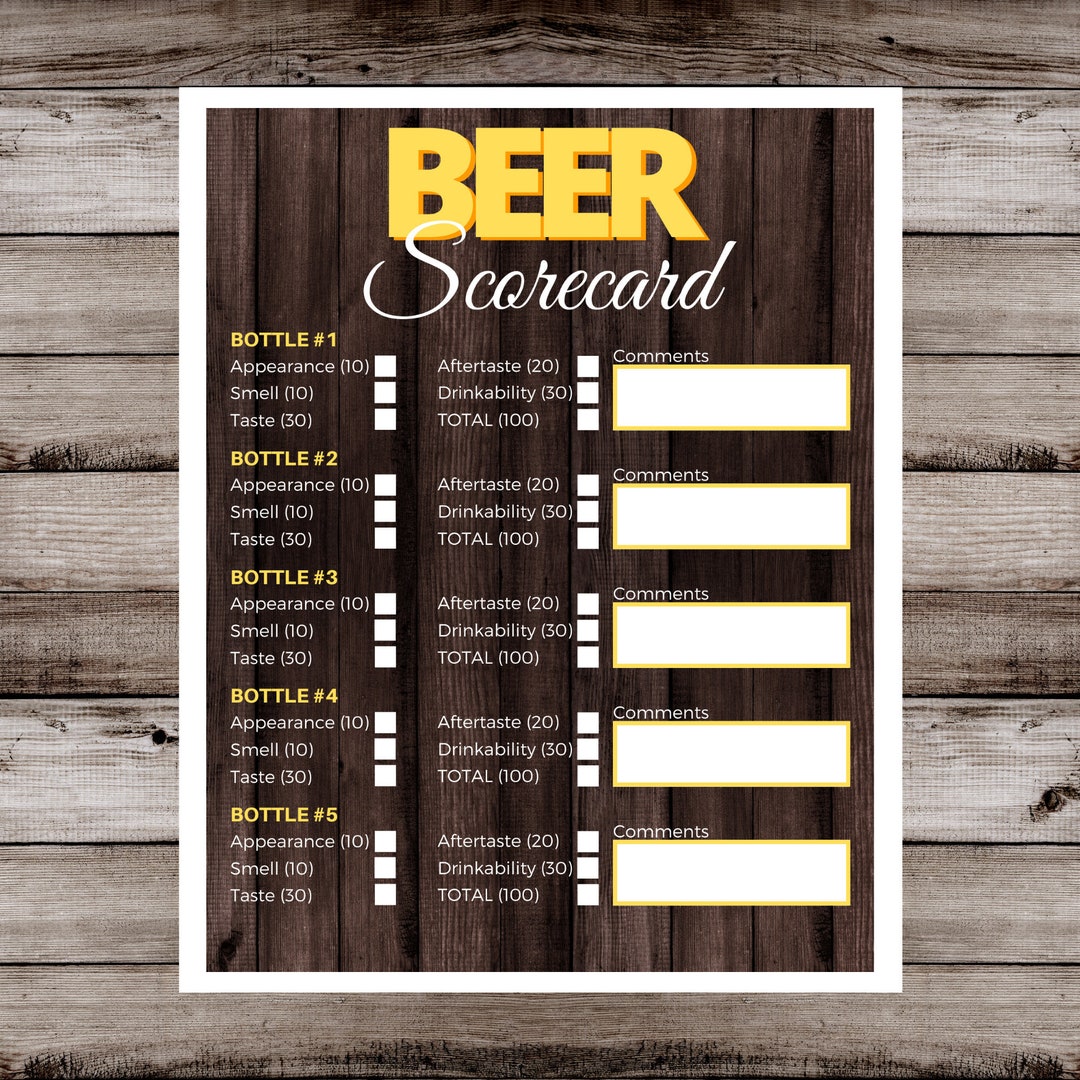 Instant Download Beer Tasting and Rating Scorecard - Etsy