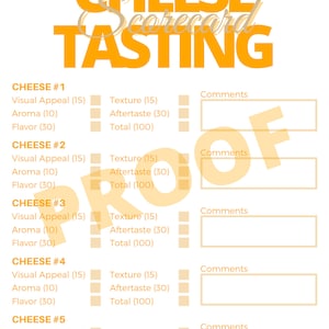 Instant Download Cheese Tasting and Rating Scorecard Digital Download ...