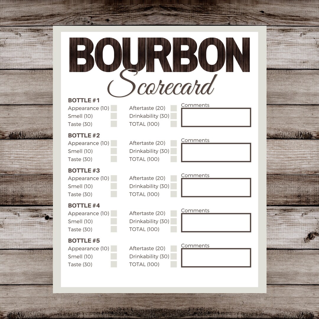 Instant Download Bourbon Tasting and Rating Scorecard Derby Bourbon ...