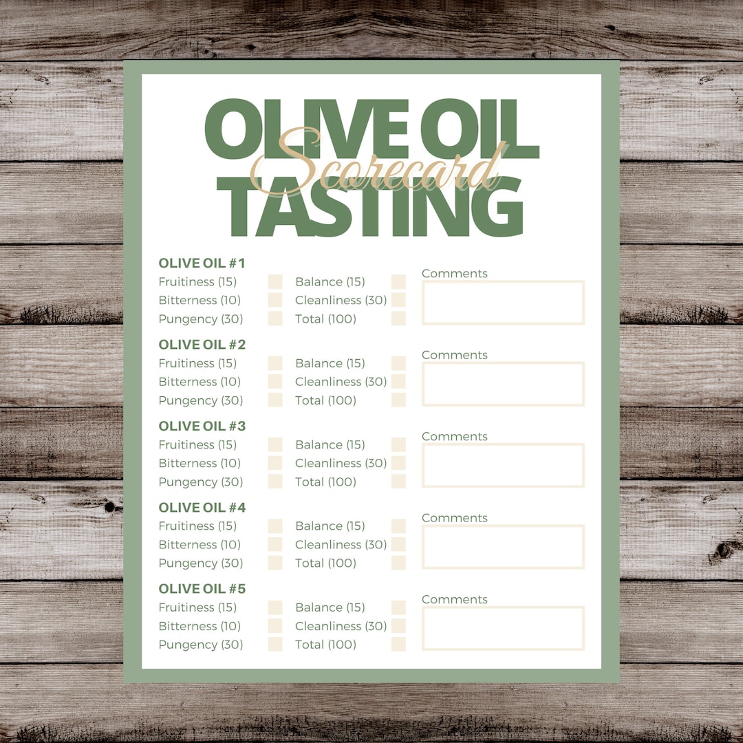 Instant Download Olive Oil Tasting and Rating Scorecard - Etsy